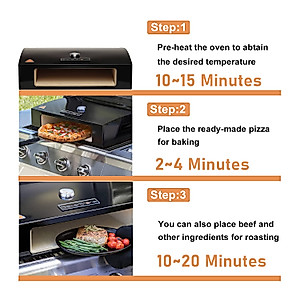 BakerStone Pizza Oven, 5-Sided Stone Outdoor Oven for Gas Grill Top Enamel Shell, Portable Baking Oven Box Kit with Wood Peel, Turning Peel, Dust Cover, Original Series
