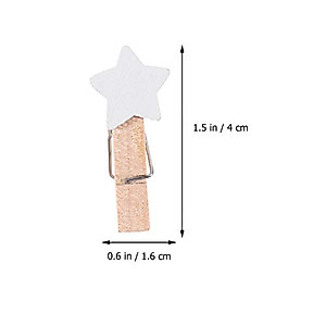 HEALLILY 100pcs Mini Wooden Clothespins Star Shape Wall Hanging Clips Photo Clips Picture Pegs Craft Clips with Rope White