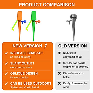 12 PCS Self Watering Spikes, Adjustable Plant Watering Devices, Drip Irrigation System with Slow Release Control Valve Switch - for Outdoor Indoor Plants Use