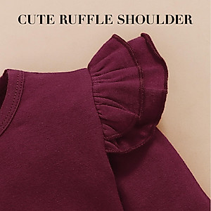 SANMIO 24 Month Girl Clothes Baby Girl Outfits Solid Color Ruffle Top+ Floral Pant + Headband 3Pcs Toddler Baby Girl Fall Outfits Set