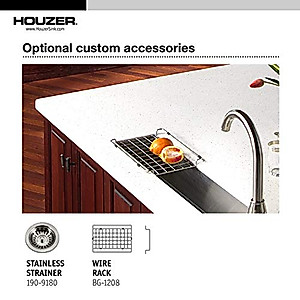 HOUZER CTB-2385 Contempo Trough Series Undermount Stainless Steel Prep Bar Sink, 21-by-6-1/2-Inch, Satin