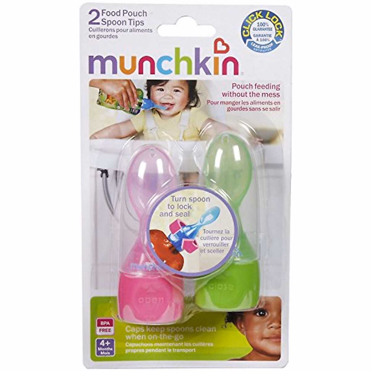 Munchkin Click Lock Food Pouch Spoon Tips - 2 Ea Colors May Vary