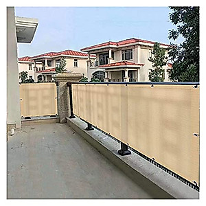 ALBN Balcony Privacy Screen Height 110/120/150cm Windproof Fence Shade Net Cover with Rope HDPE Used for Balcony Garden Patio (Color : Beige, Size : 110x200cm)