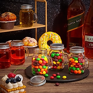 Zubebe 96 Pcs Mini Mason Glass Jar with Handles and Lids 1.4 oz Small Drinking Mugs DIY Favor Wedding Bridal Shower Party Supplies for Gifts Drinks Candles Crafts