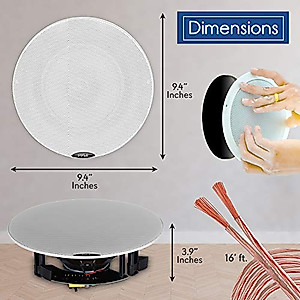 Pyle Pair 6.5” Bluetooth Universal Flush Mount in-Wall in-Ceiling 2-Way Speaker System Dual Polypropylene Cone & Polymer Tweeter Stereo Sound 300 Watts (PDICBT67), Black