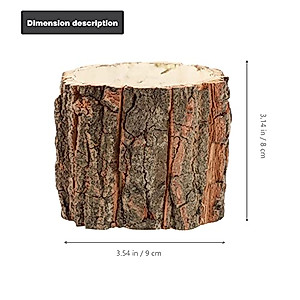 Cabilock Wood Flower Container Bark Flower Pot Small Wooden Bucket Barrel Planters Rustic Flower Planters for Indoor Home Decor Small Plants Holder 8cm