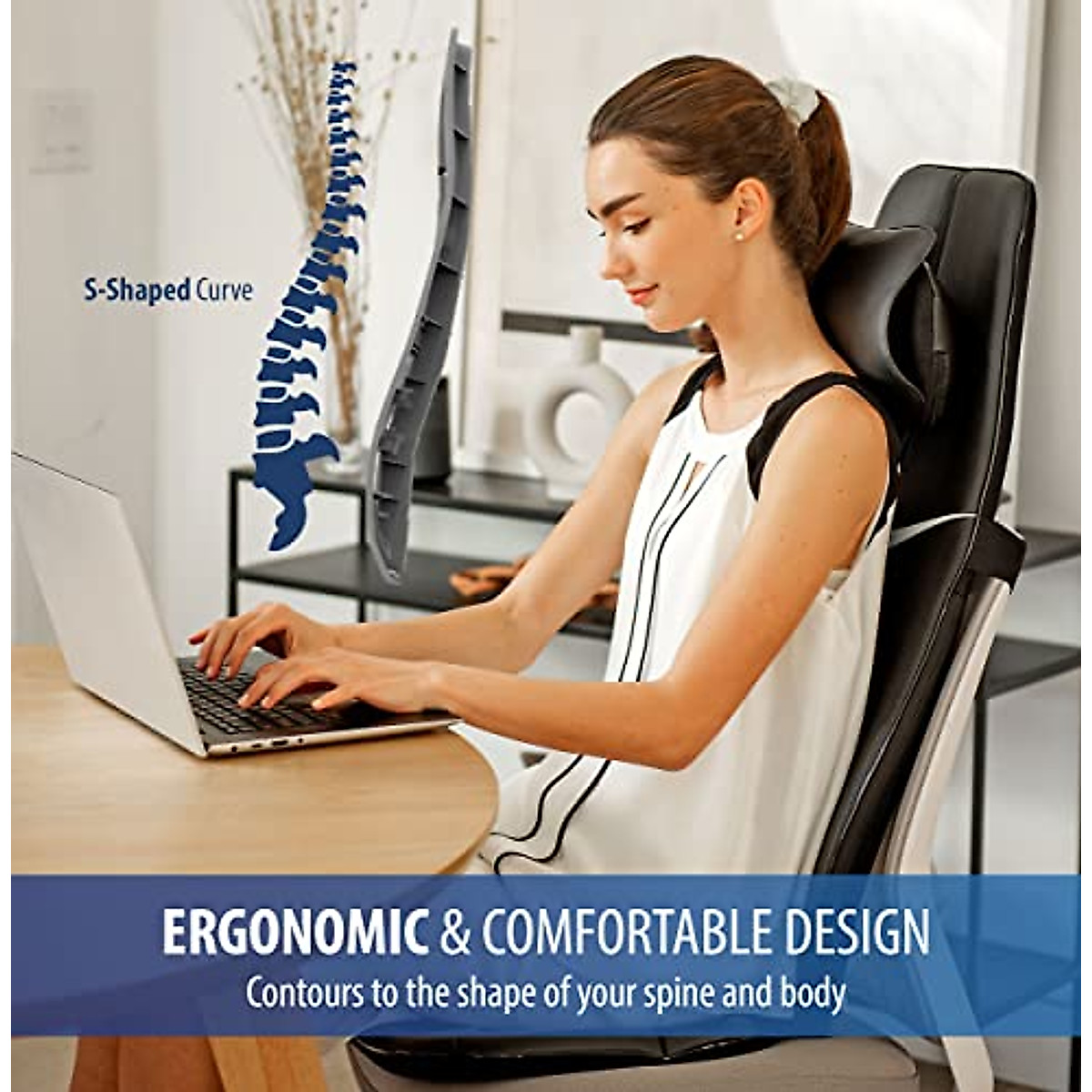 Zyllion Shiatsu Neck and Back Massager - 3D Kneading Deep Tissue Full Body Massage Chair Seat Cushion Pad with Heat and Vibration for Muscle Pain Relief, Home and Office - Black (ZMA-33-BK)