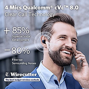 EarFun Free 2S Wireless Earbuds, [Upgraded Version] Qualcomm® CVC™ 8.0 ENC, Bluetooth 5.2 Wireless Earbuds, Sweatshield™ IPX7 Waterproof Bluetooth Headphone, aptX™ Deep Bass, APP, Game Mode