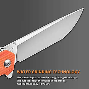 SUMACO Pocket Knife Folding Knife for EDC Natural G10 Handle Satin D2 Steel Blade Foldable Small Knife Carry Knife for Men Women Lightweight for Indoor Outdoor Gift