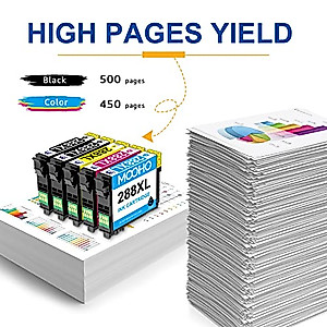 Mooho 288XL Ink Cartridges Replacement 288 Ink Cartridges for XP-440 XP-446 XP-330 XP-340 XP-430 XP-446 Ink Cartridges (2 Black, 1 Cyan, 1 Magenta, 1 Yellow, 5 Pack)