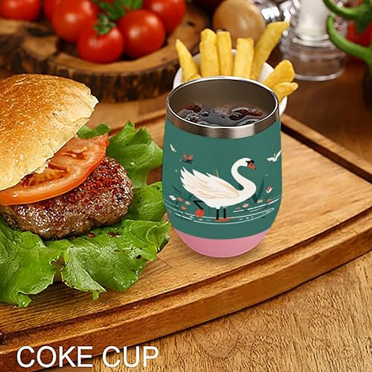 OPTKSNCU 304 Stainless Steel Insulated Cup with Lid, Ancient Flower Swan Print Durable, And Easy to Clean – Ideal for Home, Office, And Gift Giving