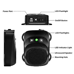 Loraffe Under Hood Rodent Repeller Ultrasonic Rat Repellent Mice Deterrent with Ultrasonic Wave and LED Flashlight, Pest Control for 12V 24V Vehicle Auto Truck RV, Keep Animal from Chewing Car Wiring