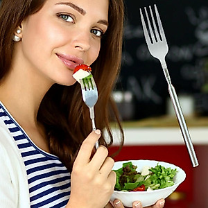 Malemollygebide Retractable Creative Kitchen Stainless Steel Fork,Machine washable,Scratch-Resistant,Portable, Silver Color,Easy to Clean,Extended to 25 Inches,Shortest to 8.67 Inches