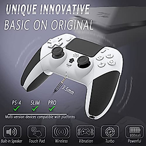 TERIOS Wireless Pro Controller Compatible with PS4 /PS4 Pro/PS4 Slim Console, Gaming Remote with Built-in 800mAh Rechargeable Battery/Precise Joystick/Audio/Turbo/Advanced Buttons Programming (Black)