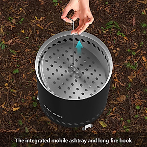 SAYDSI 9.8'' x 8.6'' Smokeless Fire Pit with Stand Portable Outdoor Firepit Ideal for Camping and Backyard,| Wood Burning Fireplaces w/Removable Ash Pan,Travel Bag,Stainless Steel(Black)