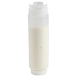 Restaurantware First In First Out 16 Ounce Condiment Squeeze Bottle 6 Refillable Lid FIFO Squeeze Bottle - Precision Dispensing Tip Flexible Clear Plastic Squeeze Bottle For Sauces