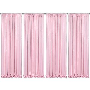 Pink Sequin Curtains 4 Panels 2FTx8FT Sequin Photo Backdrop Wedding Glitter Fabric Backdrops Party Background Photography Drapes
