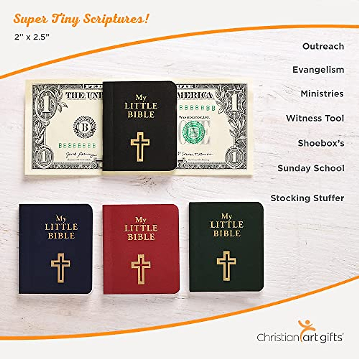 My Little Bible 2” Standard Edition - Selections of Key Verses From Every Book, Tiny Palm-size OT NT Scripture for Ministry Outreach, Classic 1769 KJV Text, 2" x 2.5”, White