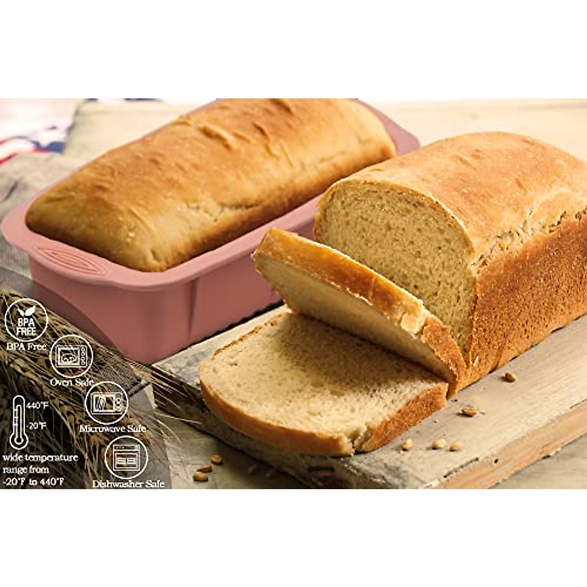 Baocuan 3 pack Silicone Bread Loaf Pan Bread and Set of 3 colors Non-Stick Baking Mold Easy release and baking mold for Homemade Cakes, Breads, Meatloaf and quiche