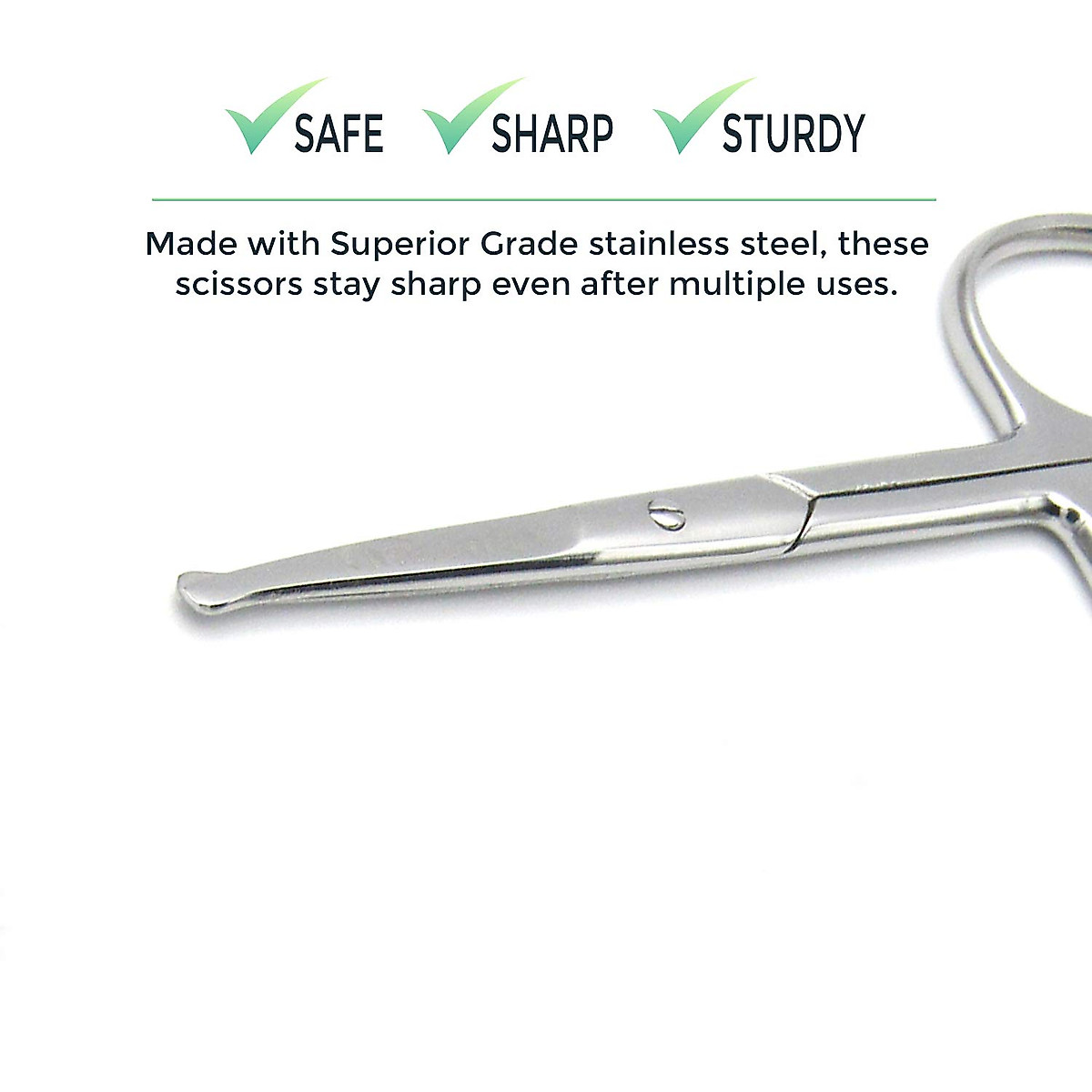Melwey Rounded Stainless Steel Facial Hair Scissors/Safety Scissor for - Nose, Eyebrows, Facial Hair, Eyelashes, Moustache, Beard Trimming, Baby Nail.