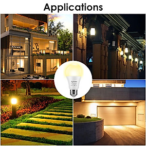 Ajuns Dusk to Dawn LED Light Bulb, Sensor Light Bulb 5W E26 Automatic On/Off Light, Porch Garage Courtyard Balcony Lighting Bulb 2700K Warm White 2Packs