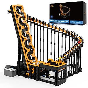 JMBricklayer Electric Marble Run Building Kits with Motor, Harp Track Great Ball Contraption Roller Coaster Building Sets, Art Dynamic Display Model Office Room Decor, Creative Gifts Toys(1508 Pieces)