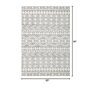 Loloi II Bliss Shag Grey/White 5'-3" x 7'-6" Area Rug