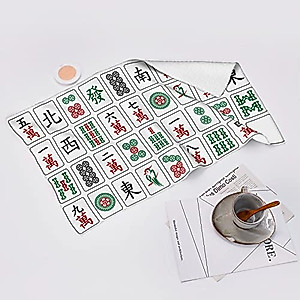 GLOVET Mahjong Bath Decorative Hand Towels for Bathroom, Comfortable Luxury Bath Towels, Ultra Soft Quick Dry Towel for Hotel, Gym, Sports and Spa Home Decor, 27.5x16 in