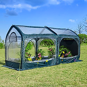porayhut Pop Up Greenhouse Cover Flower House Mini Gardening Plant Flower Sunshine Room Room,Backyard PVC Greenhouse Cover for Cold Frost Protector Gardening Plants (Large)