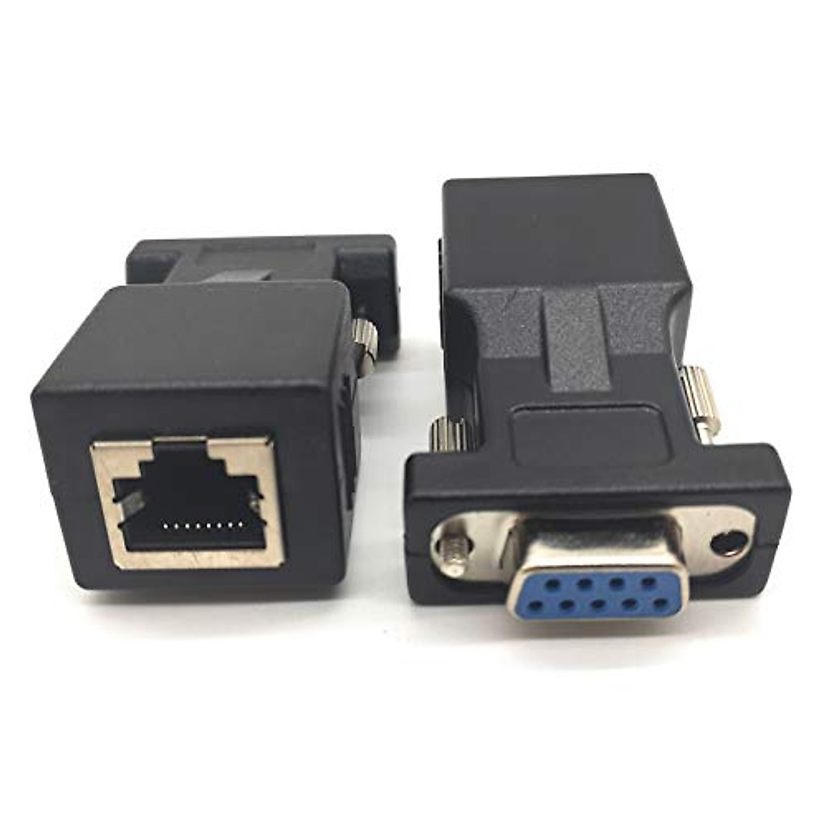 Qaoquda DB9 to RJ45 Female Adapter, 2 Pack, Black