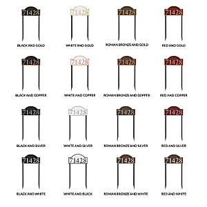 Address Number Store, Powder Coated Soft Arch Economy Series Address Plaque with Lawn Stakes, Serif Font, Holds up to 5 Characters