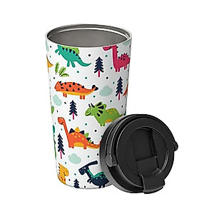 WANGXUEE Colorful Dinosaurs1 Print 500ml Stainless Steel Travel Tumbler Double Wall Vacuum Insulated Coffee Mug