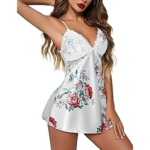 Avidlove Women'S Lingerie Cute Floral Pajama Set Lingerie Party Satin Clubwear