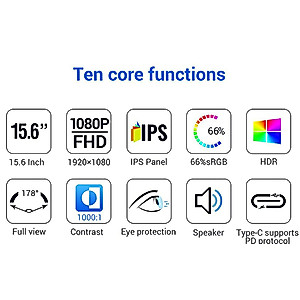 CINOTOP Portable Monitor for Laptop 15.6Inch 1080P - FHD 1920 x 1080,Small Monitor Screen Display,VESA Mount, Ultra-Slim, Lightweight, Sleek, USB 3.1 Powered, for PC, PS4, Switch,Console