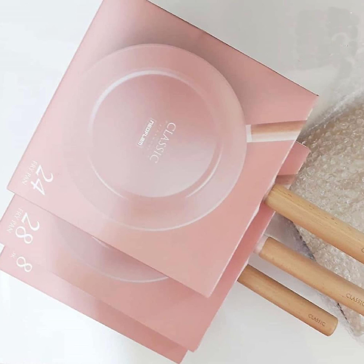 Neoflam 11" Nonstick Pink Color Pan for Stove Top and Induction | Wood Handle | Made in Korea (11" Pan)