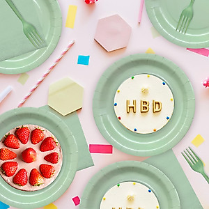 96 Pieces Sage Green Tableware Party Supplies - Elegant Light Green Disposable Dinnerware Set with Paper Plates, Napkins, and Forks for Birthdays, Weddings, Bridal Showers, Baby Showers - Serves 24