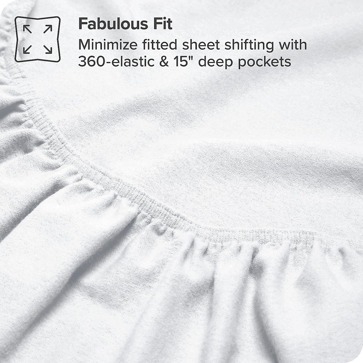 Bare Home Flannel Sheet Set 100% Cotton, Velvety Soft Heavyweight - Double Brushed Flannel - Deep Pocket (Queen, White)