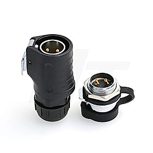 HangTon LP20 2 Pin Waterproof Power Connector Industrial Bulkhead Male Cable Plug Female Panel Socket for RV Solar Port, Furrion Solar Charge (Solder, Panel Mount+Plug)…