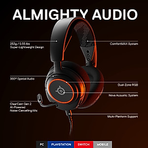 New SteelSeries Arctis Nova 3 Multi-Platform Gaming Headset - Signature Arctis Sound - ClearCast Gen 2 Mic - PC, , Mobile (Renewed)