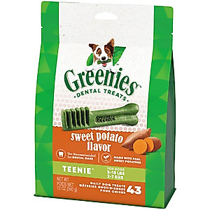 Greenies Teenie Natural Sweet Potato Flavor Dental Dog Treats, 12 oz., Count of 43