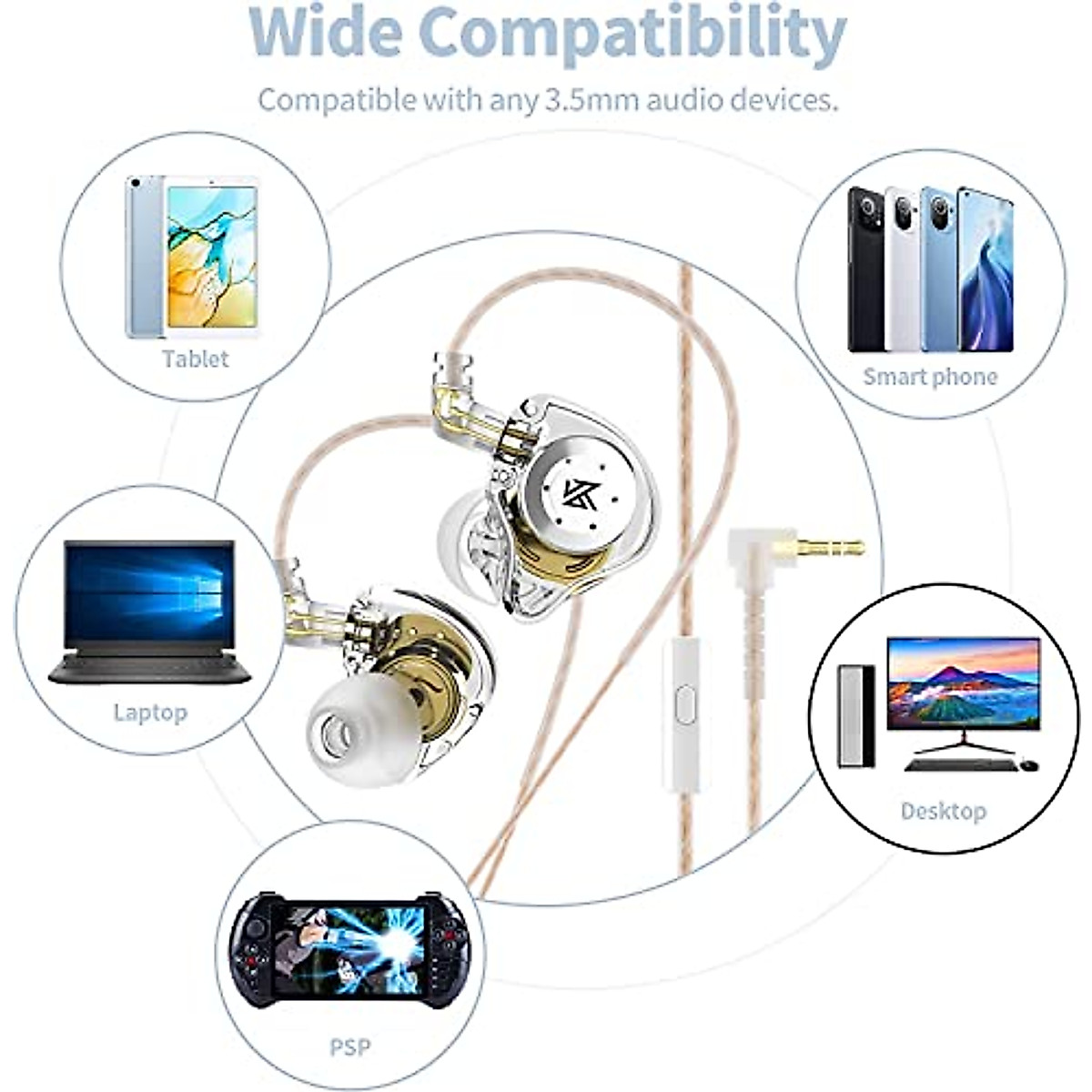 KZ EDX PRO Wired Earbuds with Microphone Stereo Noise Isolating in Ear Headphones Powerful Bass Tangle Free Cord 3.5mm Audio Jack Compatible with Phones Android Tablets Laptops(Cyan with Mic)