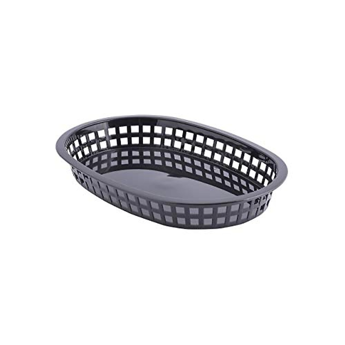TABLECRAFT (1084BK) - OVAL PLASTIC SERVING BASKET, BLACK (PACK OF 12)