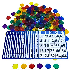MR CHIPS Bingo Game with Bingo Cards and Chips - 18 Bingo Cards, 300 Bingo Chips and Bingo Calling Cards - Fun Bingo Games for Family, Reusable Bingo Cards, Bingo Game for Kids