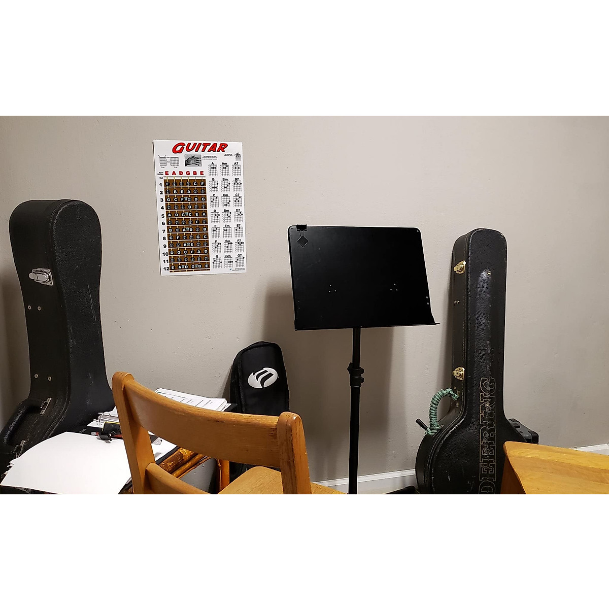 A New Song Music Laminated Guitar Chord & Fretboard Note Chart Instructional Easy Poster for Beginners Chords & Notes 11"x17"