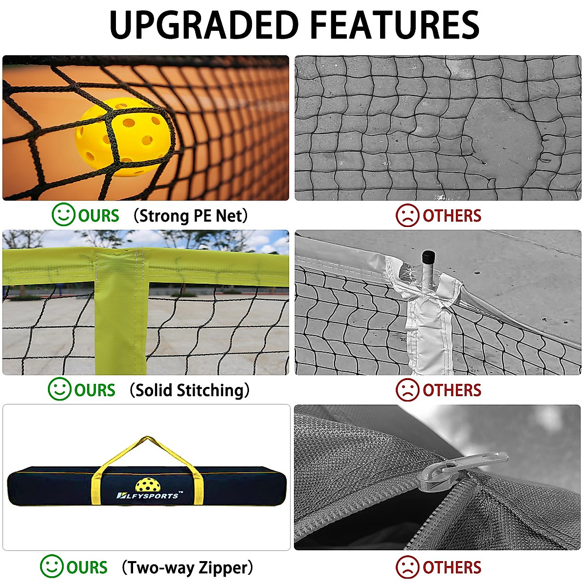 Pickleball Set with Net, Portable Indoor and Outdoor Pickleball Net System with Paddle Set of 4, Stable Pickle Ball Nets for Driveway Easy Assembly