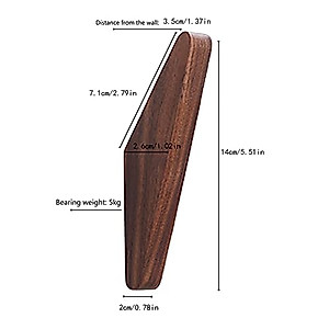 DUUO Wood Wall Hooks, 6 Pack Black Walnut Coat Hooks Minimalist Design Heavy Duty Robe Hook Wall Mounted Rustic Wooden Hooks Clothes Hanger Hat Rack Hooks for Hanging Bathroom Towels. (Walnut 6hook)