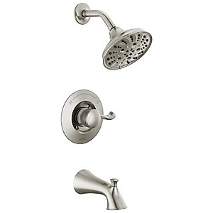 Delta Faucet Esato 14 Series Single-Handle Tub and Shower Trim Kit, Shower Faucet with 5-Spray H2Okinetic Shower Head, SpotShield Brushed Nickel 144897-SP (Valve Included)