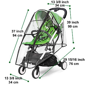 Universal Stroller Rain Cover, Double Door Design & Large Storage Baby Stroller Weather Shield, Waterproof Stroller Cover, Food Grade EVA, Eye Protect (L)