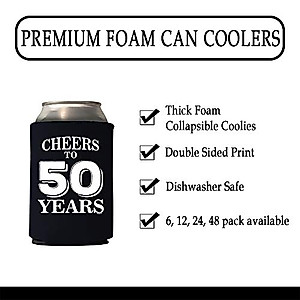 Veracco Cheers To 50 Years Fifth Birthday Gift Fifty and Fabulous Party Favors Decorations Can Coolie Holder (Black, 6)