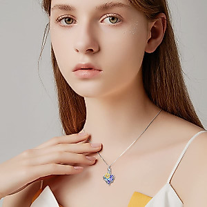 TOUPOP Sunflower Necklace for Ashes S925 Silver Sterling with Crystal Cremation Jewlry for Women